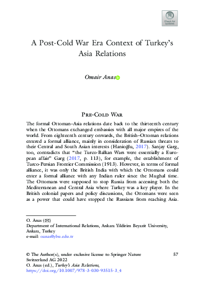 (PDF) A Post-Cold War Era Context of Turkey's Asia Relations