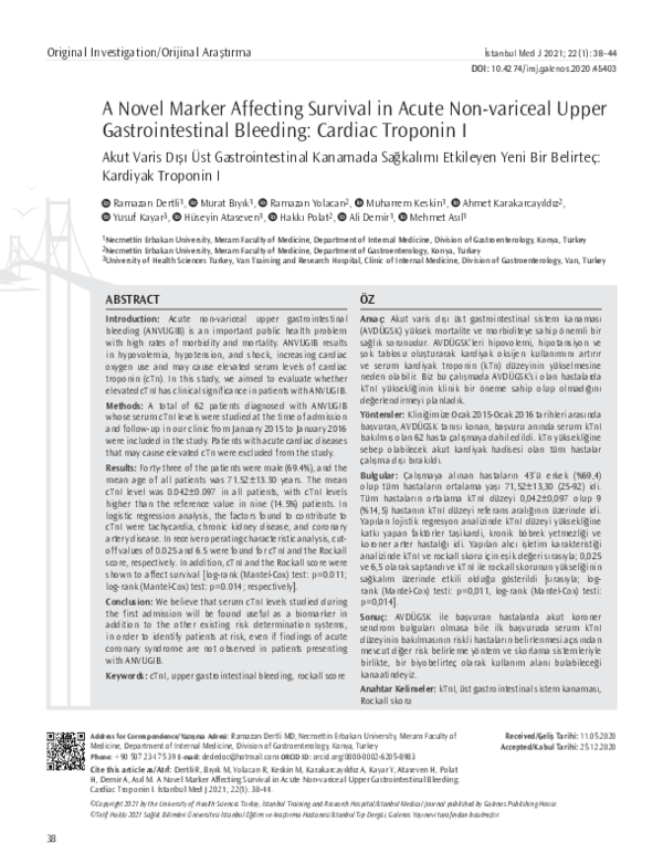 (PDF) A Novel Marker Affecting Survival in Acute Non-variceal Upper ...