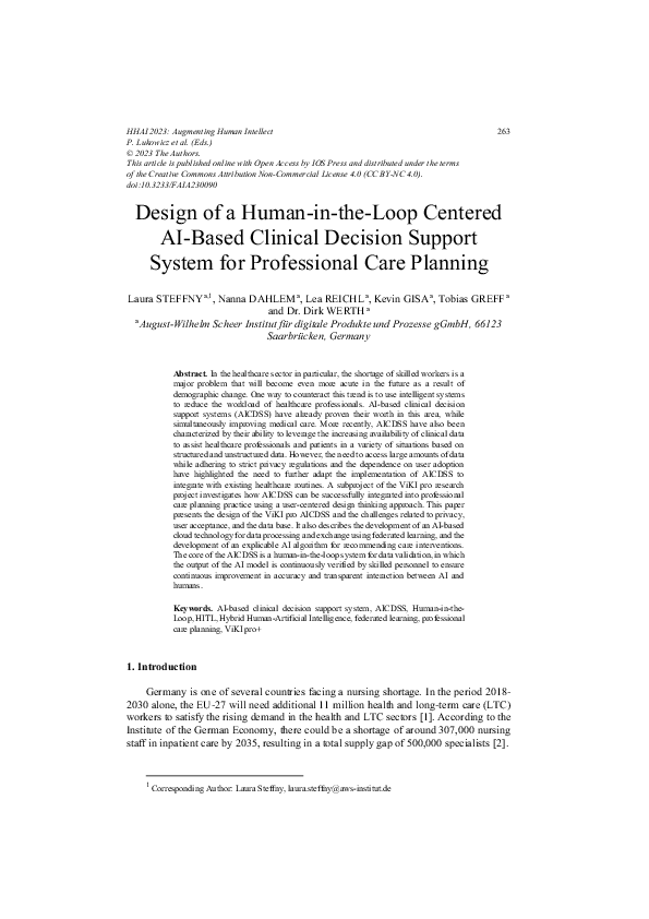 (PDF) Design of a Human-in-the-Loop Centered AI-Based Clinical Decision ...