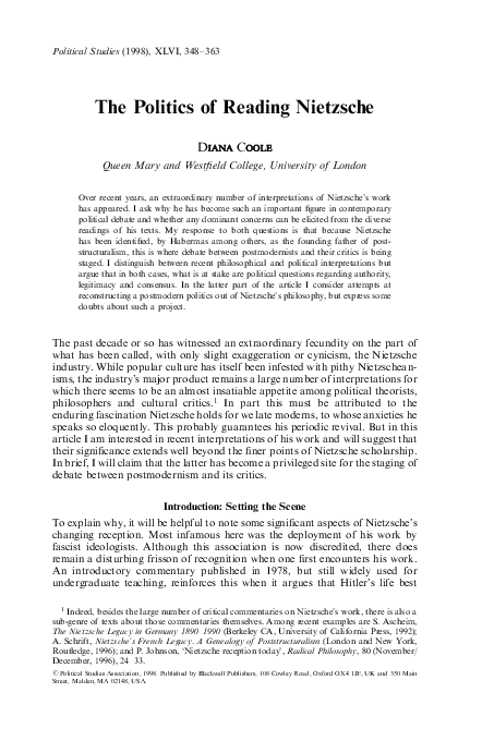 (PDF) The Politics of Reading Nietzsche