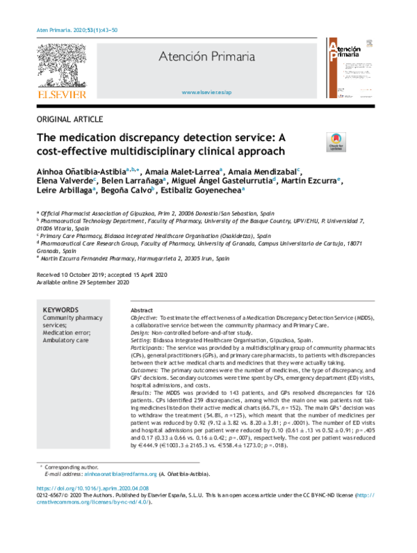 (PDF) The medication discrepancy detection service: A cost-effective ...