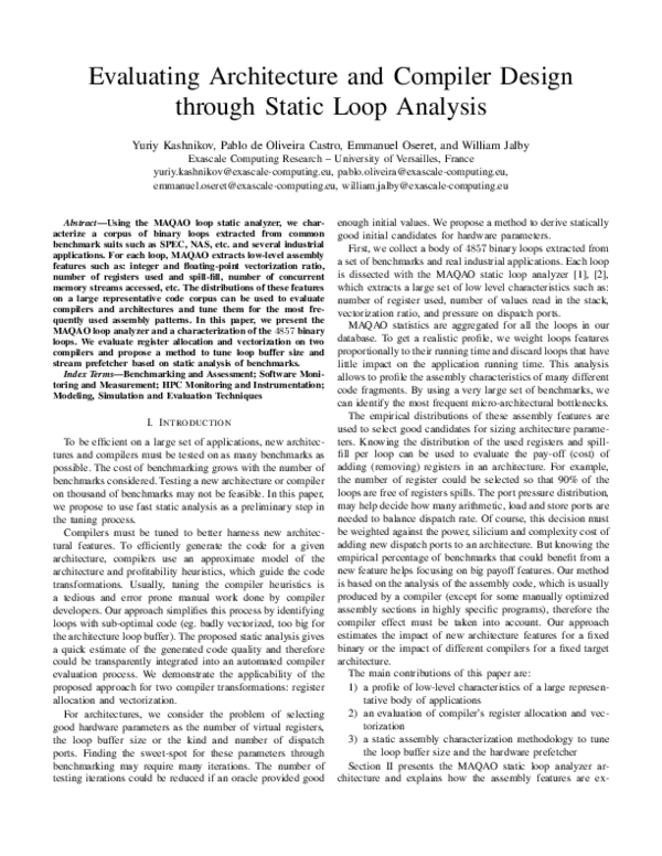 (PDF) Evaluating architecture and compiler design through static loop analysis