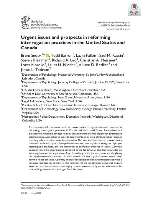 (PDF) Urgent issues and prospects in reforming interrogation practices ...