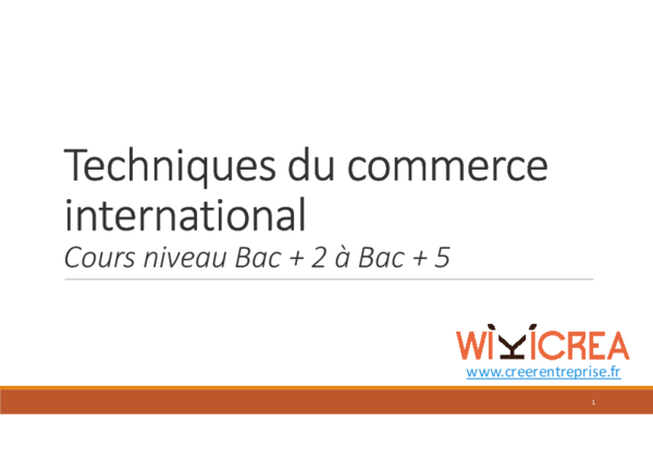 (PDF) Cours Techniques du commerce international (1)