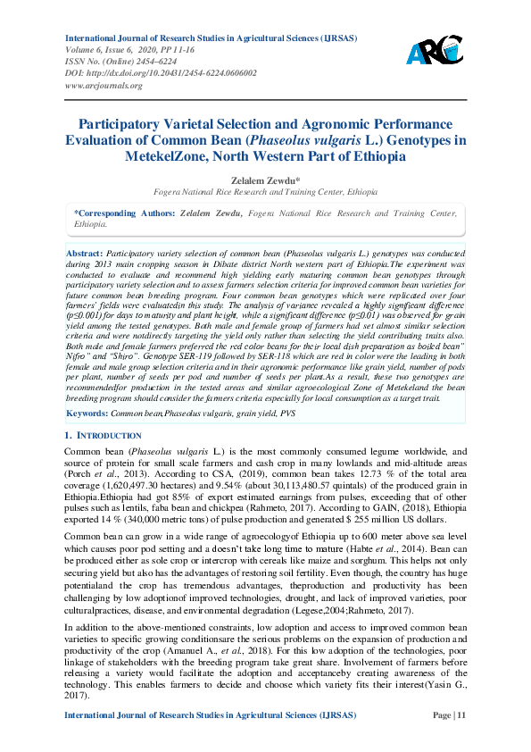 (PDF) Participatory Varietal Selection and Agronomic Performance ...
