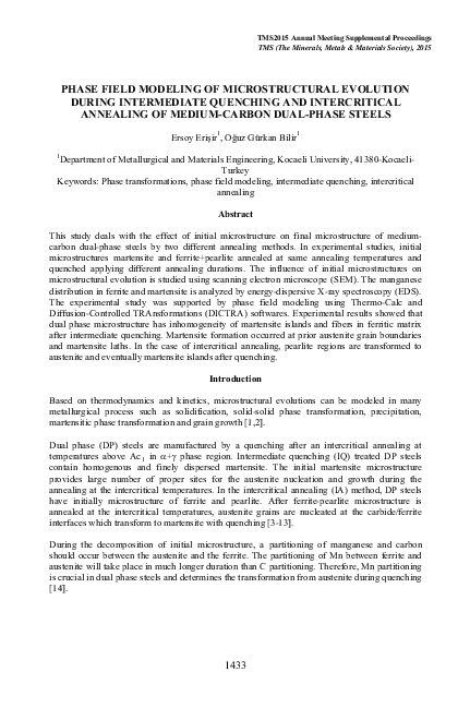 Pdf Phase Field Modeling Of Microstructural Evolution During