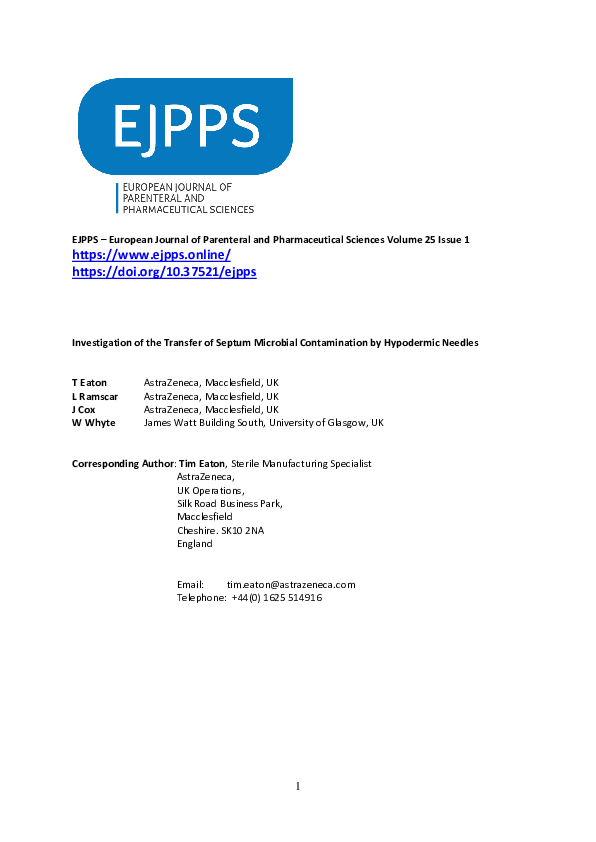 (PDF) Study of contact plates recovery from pharmaceutical cleanroom ...