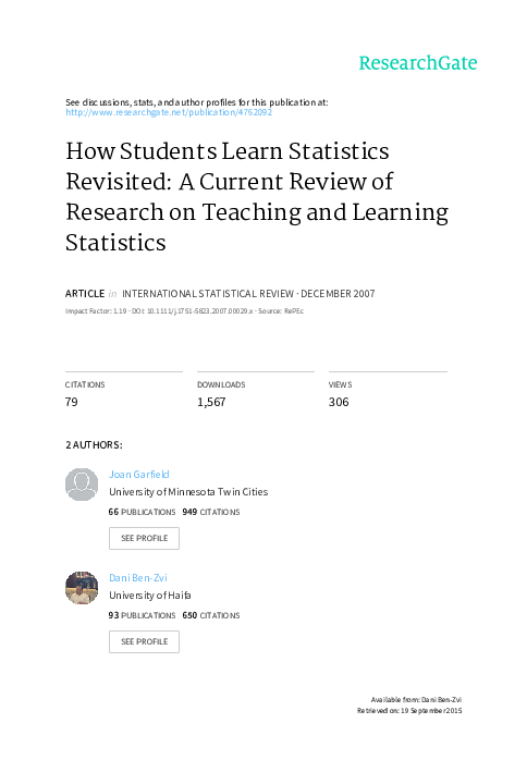 (PDF) How Students Learn Statistics Revisited: A Current Review of ...