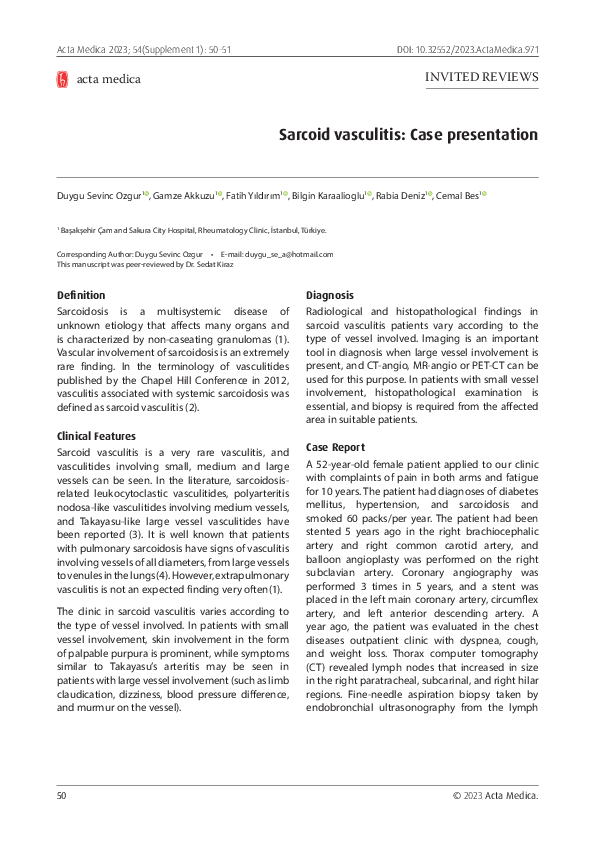 (PDF) Rare Sarcoid Vasculitis: A Case Study