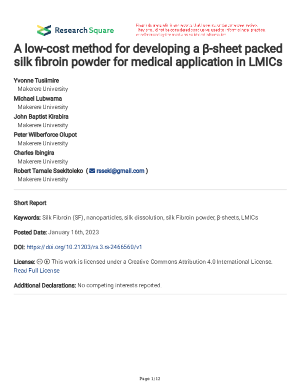(PDF) A low-cost method for developing a β-sheet packed silk fibroin ...