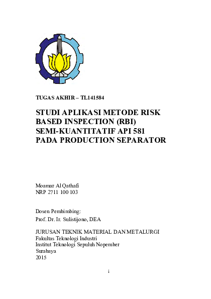 (PDF) Studi Aplikasi Metode Risk Based Inspection (RBI) Semi ...