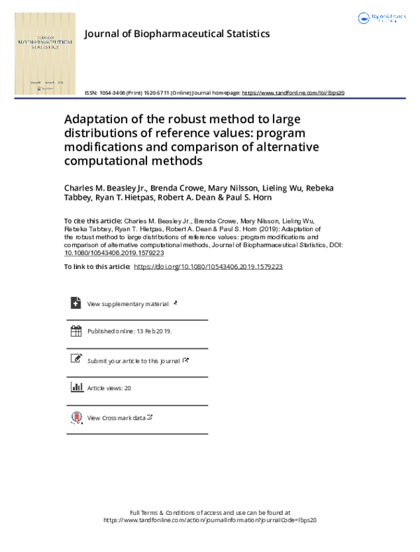 (PDF) Adaptation of the robust method to large distributions of reference values: program ...
