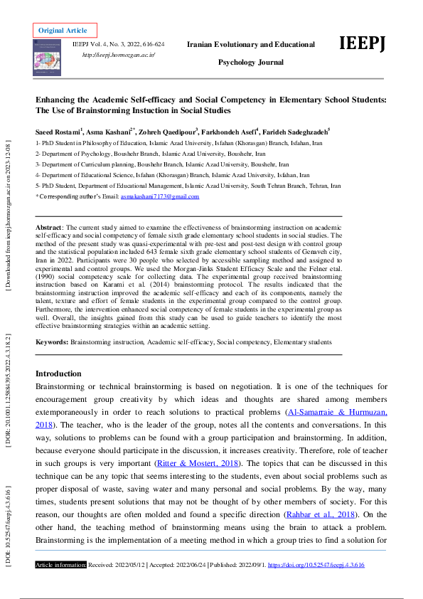 (PDF) Enhancing the Academic Self-efficacy and Social Competency in ...