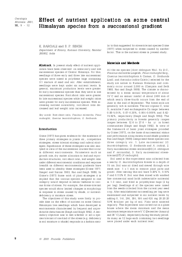 (PDF) Effect of nutrient application on some central Himalayan species ...