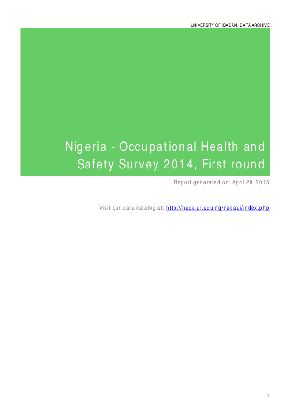 (PDF) Occupational Health and Safety Survey 2014, First round