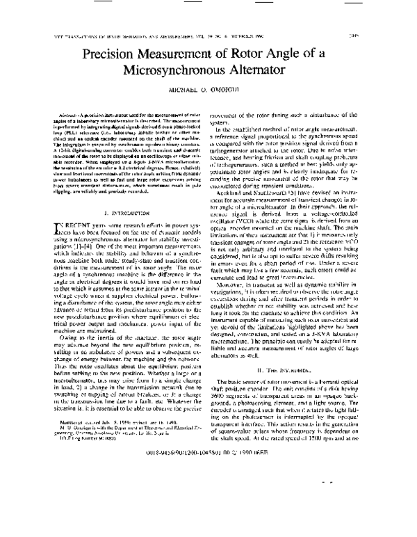 (PDF) Precision measurement of rotor angle of a microsynchronous alternator