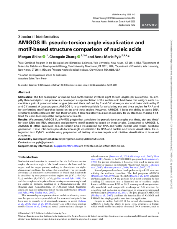 (PDF) AMIGOS III: Pseudo-torsion angle visualization and motif-based ...