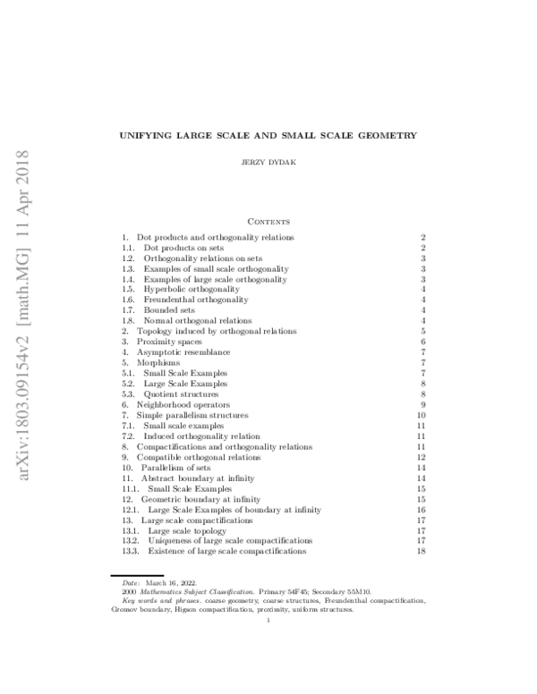 Pdf Unifying Large Scale And Small Scale Geometry
