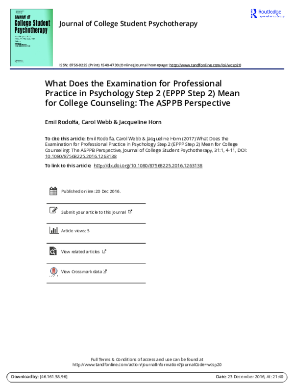 (PDF) What Does the Examination for Professional Practice in Psychology ...