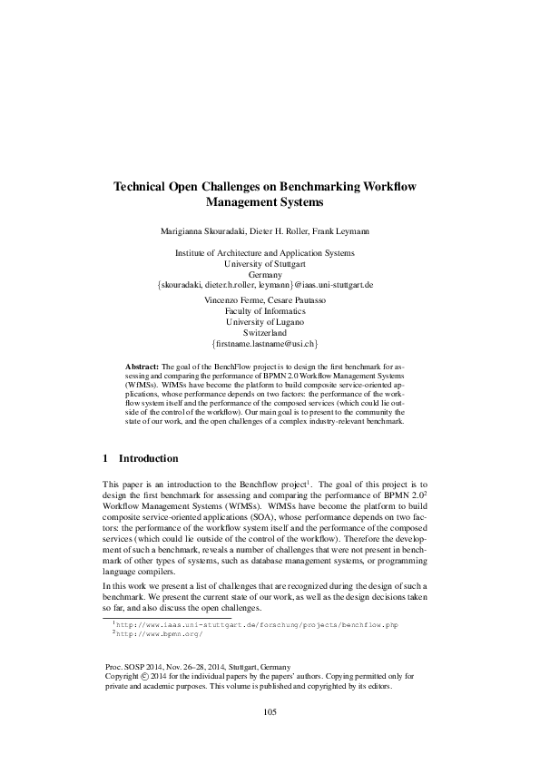 (PDF) Benchmarking Workflow Management Systems