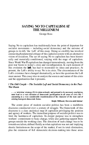 (PDF) Saying No to Capitalism at the Millenium