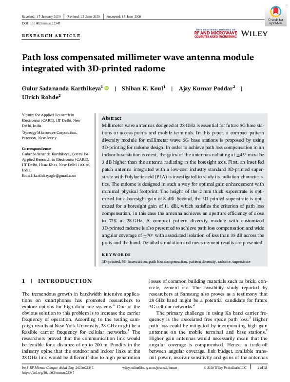(PDF) Path loss compensated millimeter wave antenna module integrated ...