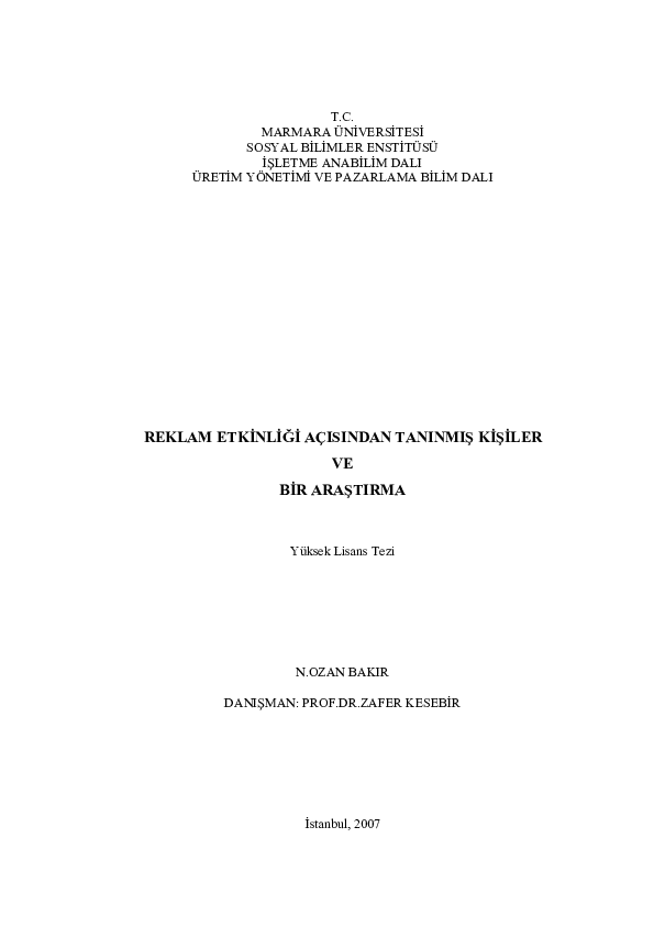 (PDF) Reklam etkinliği açısından tanınmış kişiler ve bir araştırma