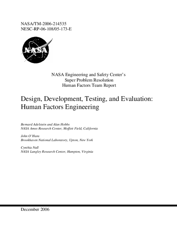 (PDF) Design, Development, Testing, and Evaluation: Human Factors ...