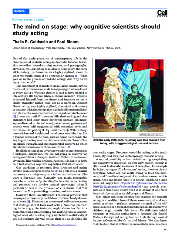 (PDF) The mind on stage: why cognitive scientists should study acting