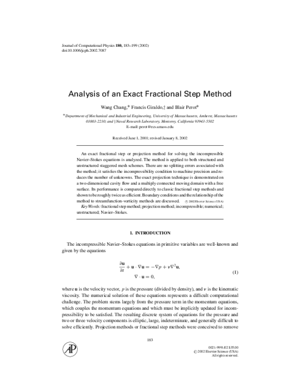 (PDF) Analysis of an Exact Fractional Step Method