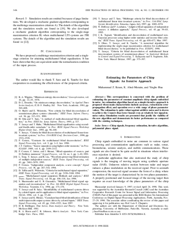 Estimating The Parameters Of Chirp Signals An Iterative Approach