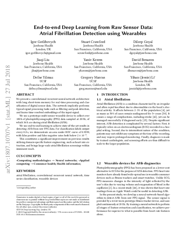 (PDF) End-to-end Deep Learning from Raw Sensor Data: Atrial ...