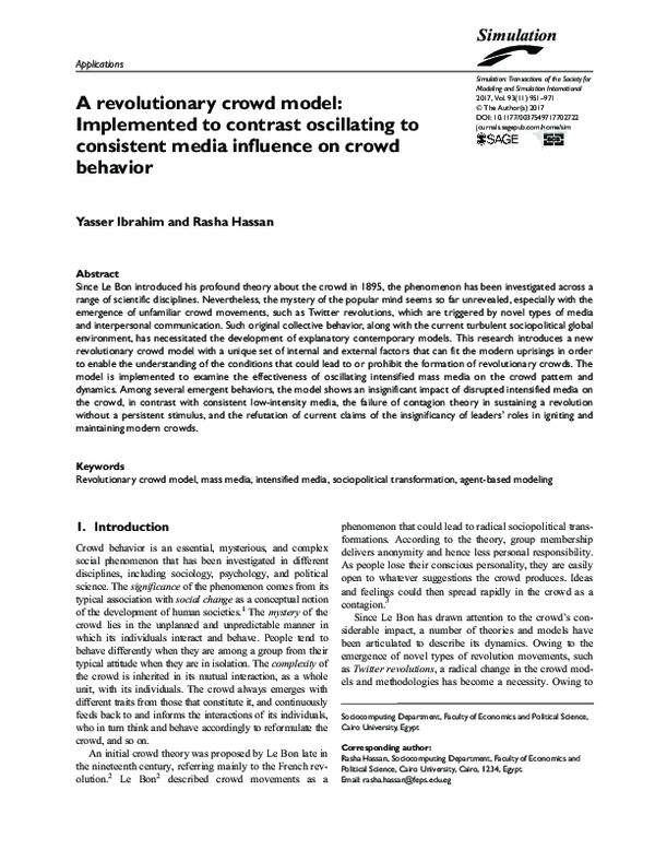 (PDF) A revolutionary crowd model: Implemented to contrast oscillating ...