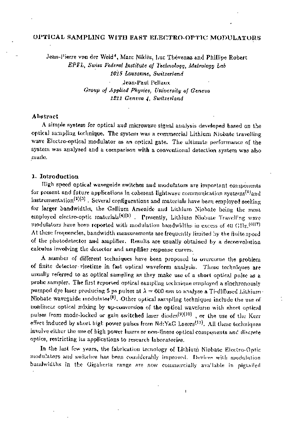 (PDF) Optical sampling with fast electro-optic modulators
