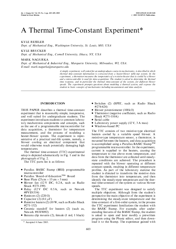 (PDF) A thermal time-constant experiment