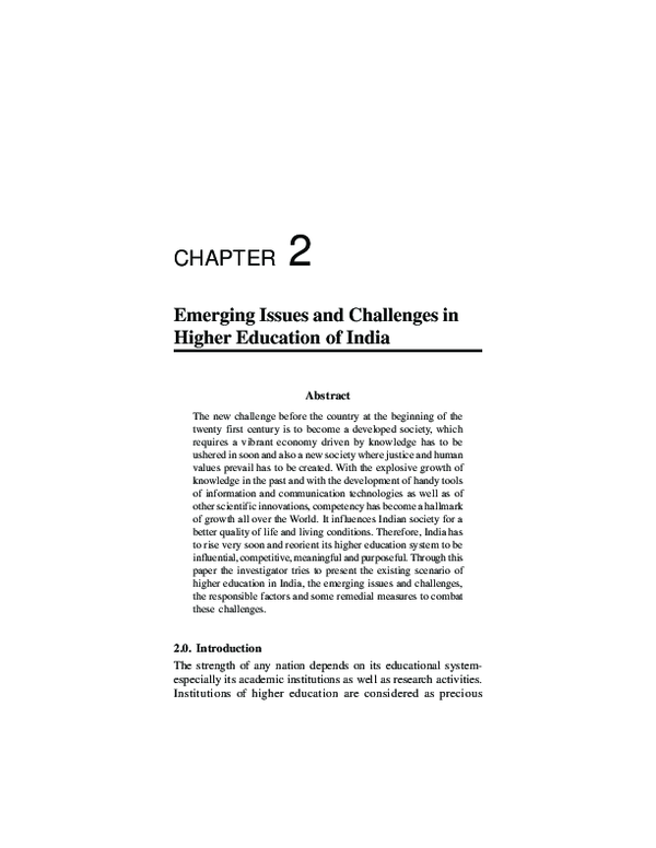 (PDF) Emerging Issues and Challenges in Higher Education of India