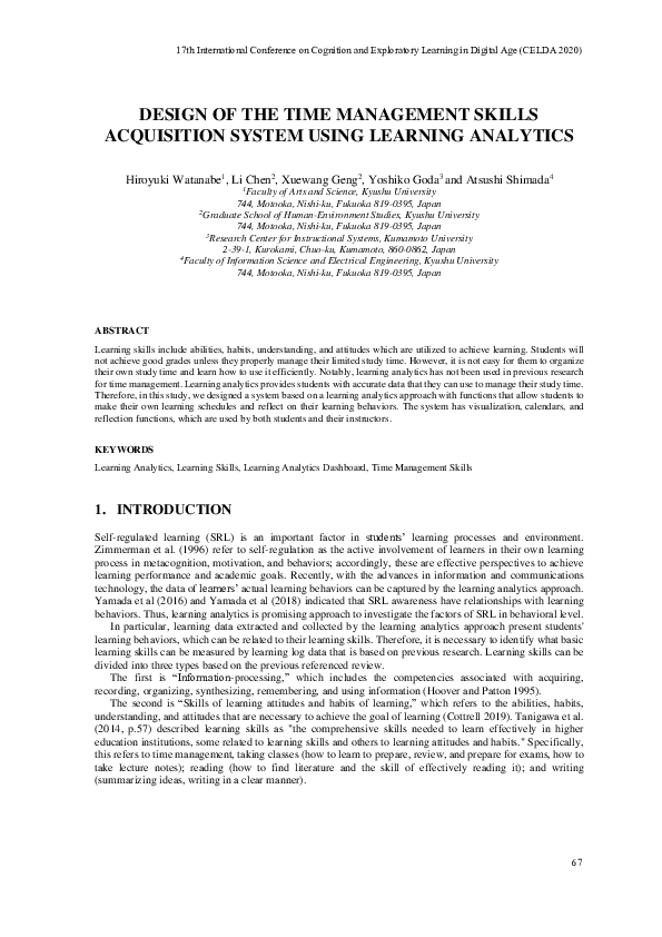 (PDF) Design of the Time Management Skills Acquisition System Using ...