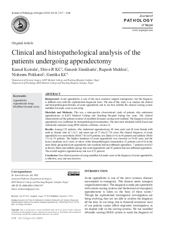 (PDF) Clinical and histopathological analysis of the patients ...