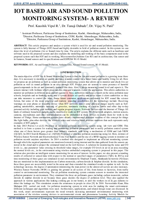 (PDF) IOT based Air and Sound Pollution Monitoring System | tanaji ... (PDF) IOT based Air and Sound Pollution Monitoring System | tanaji ...