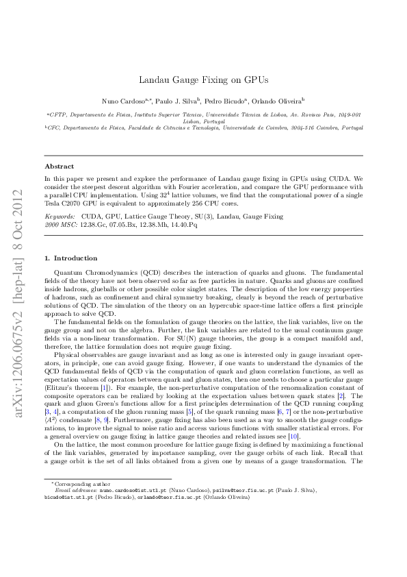 (PDF) Landau gauge fixing on GPUs