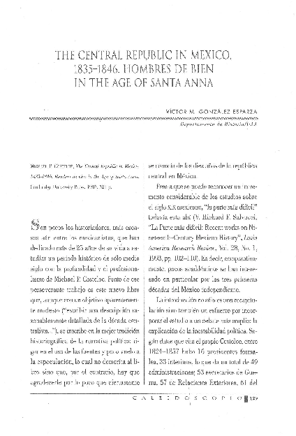 (PDF) The Central Republic in Mexico, 1835–1846 'Hombres de Bien' in ...