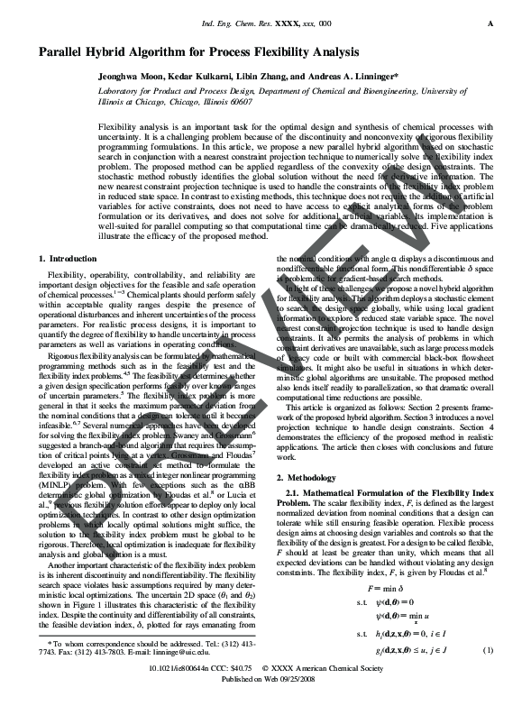 Pdf Parallel Hybrid Algorithm For Process Flexibility Analysis