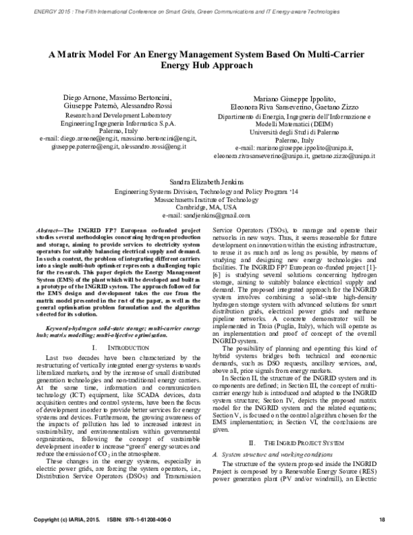(PDF) A Matrix Model For An Energy Management System Based On Multi ...