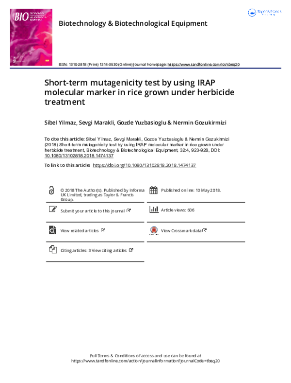 (PDF) Short-term mutagenicity test by using IRAP molecular marker in ...