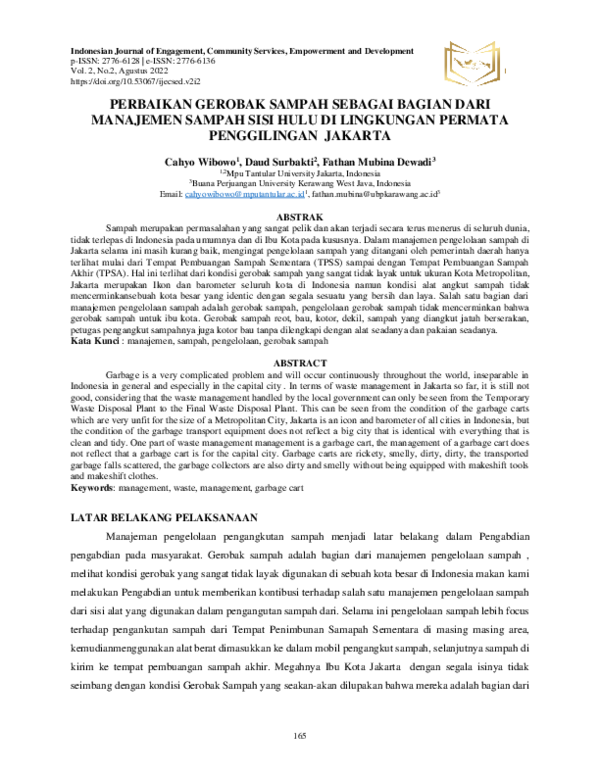 (PDF) Repair of Garbage Carts as Part of Upstream Side Waste Management ...