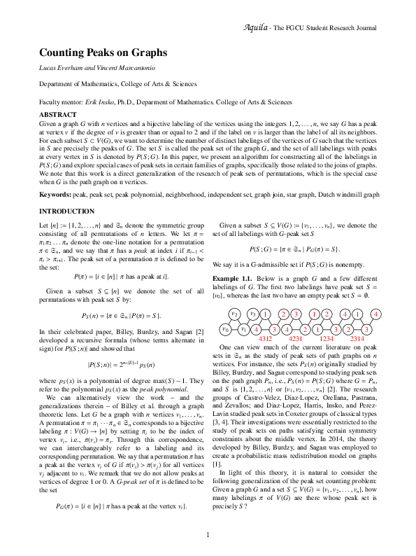 (PDF) Counting Peaks on Graphs