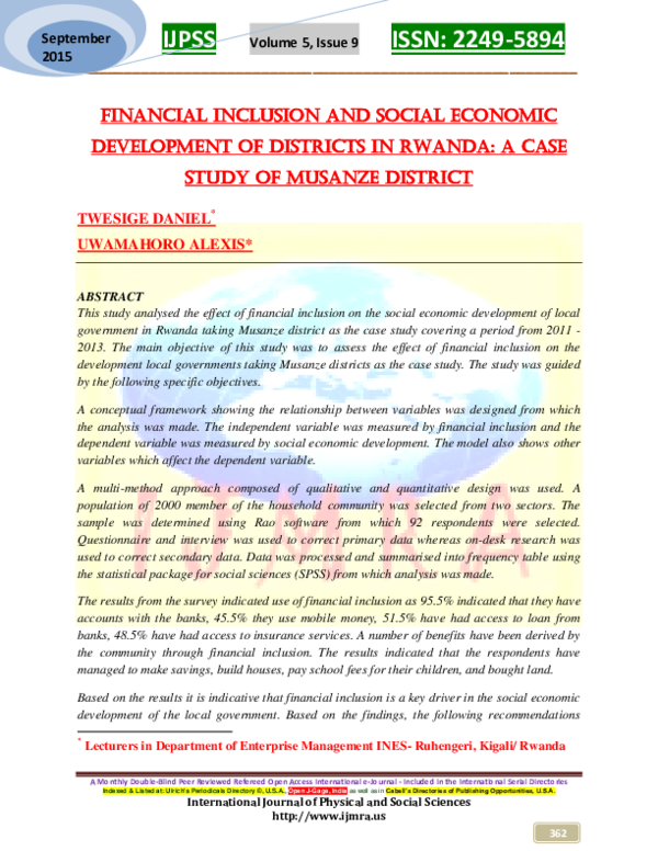 (PDF) Financial inclusion and social economic development of districts ...