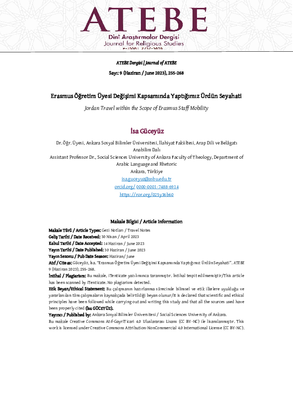 (PDF) Jordan Travel within the Scope of Erasmus Staff Mobility