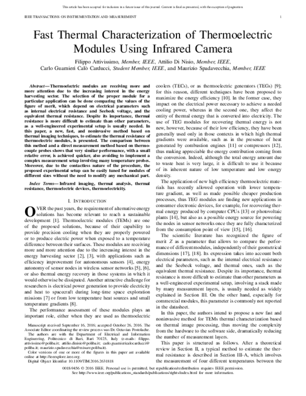 (PDF) Fast Thermal Characterization of Thermoelectric Modules Using ...