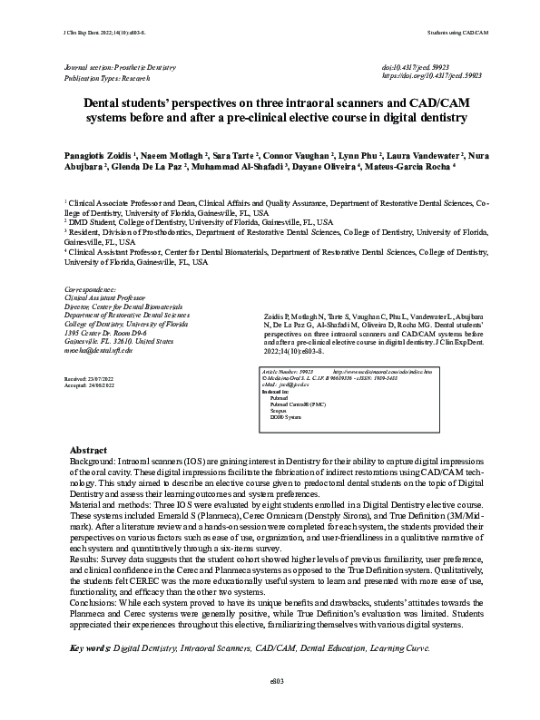 (PDF) Dental students’ perspectives on three intraoral scanners and CAD ...